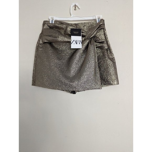 Zara | Skirts | Zara New Woman Gold Skort With Knot Detail Ref165233 S ...